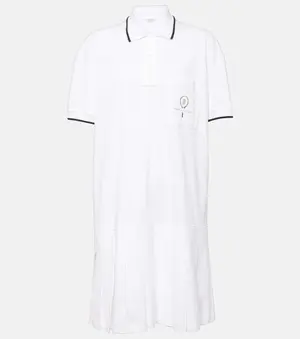 Brunello Cucinelli Pleated Cotton Polo Dress - White
