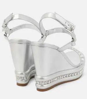 CHRISTIAN LOUBOUTIN Pyrastrass Metallic Leather Wedge Sandals