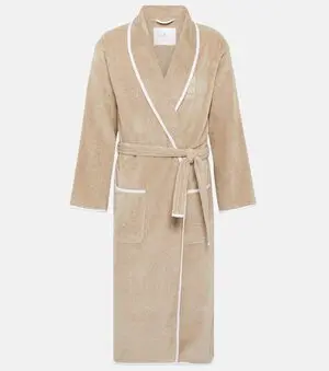 Brunello Cucinelli Linen-trimmed Cotton Terry Bathrobe - Beige