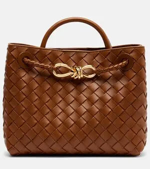 Bottega Veneta Andiamo Small Intrecciato Leather Shoulder Bag - Brown