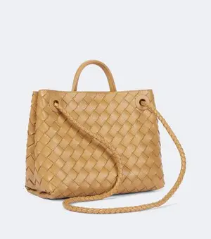Bottega Veneta Andiamo Small Intrecciato Leather Shoulder Bag - Brown