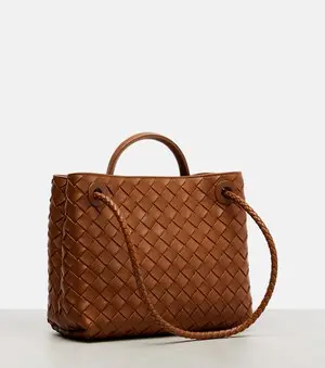 Bottega Veneta Andiamo Small Intrecciato Leather Shoulder Bag - Brown