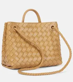 Bottega Veneta Andiamo Small Intrecciato Leather Shoulder Bag - Brown