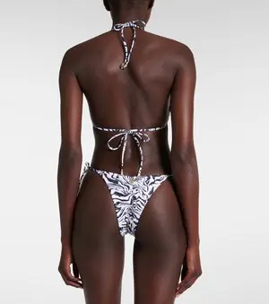 BANANHOT Ring-detail Zebra-print Bikini Bottom