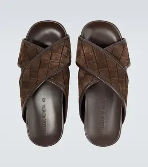 Bottega Veneta Tarik Intrecciato Suede Slides