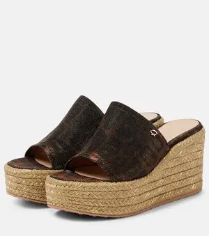 GIANVITO ROSSI Leopard-print Espadrille Wedge Mules