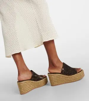 GIANVITO ROSSI Leopard-print Espadrille Wedge Mules