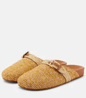 Clergerie Quinta Raffia Mules - Beige
