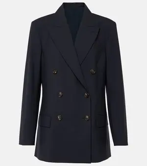 Brunello Cucinelli Double-breasted Wool-blend Blazer - Blue