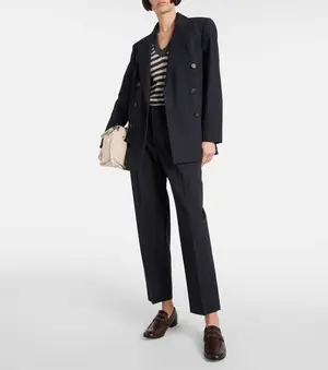 Brunello Cucinelli Double-breasted Wool-blend Blazer - Blue