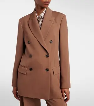 Brunello Cucinelli Double-breasted Wool-blend Blazer - Brown