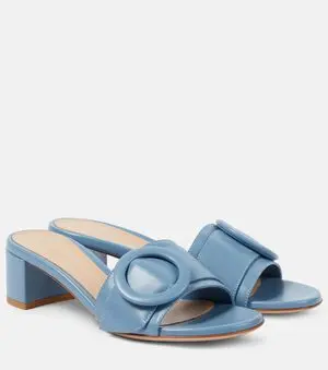 GIANVITO ROSSI Venezia 45 Leather Mules - Blue