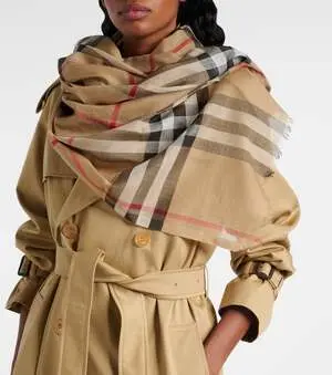 Burberry Check Wool And Silk Scarf