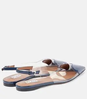 Alaïa Le Coeur Patent Leather And Pu Slingback Flats - Blue