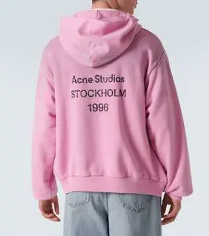 Acne Studios ピンクパーカー 1996年 Acne Studios Logo Distressed Jersey Hoodie In Pink - 30% Off