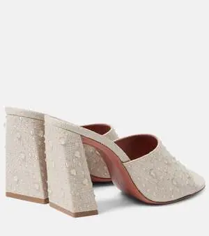 Amina Muaddi Brigitte Slipper 95 Mules - Beige