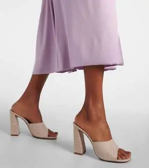 Amina Muaddi Brigitte Slipper 95 Mules - Beige