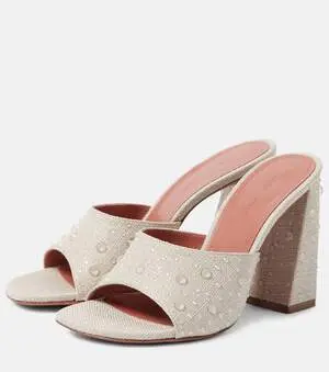 Amina Muaddi Brigitte Slipper 95 Mules - Beige