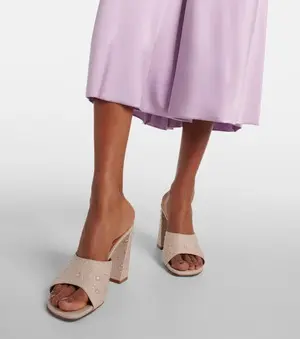 Amina Muaddi Brigitte Slipper 95 Mules - Beige