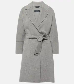 Max Mara Virgin Wool Wrap Coat - Grey