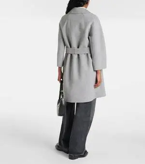 Max Mara Virgin Wool Wrap Coat - Grey