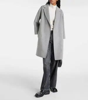 Max Mara Virgin Wool Wrap Coat - Grey