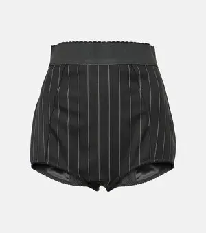 Dolce & Gabbana Pinstripe Wool-blend Shorts - Black