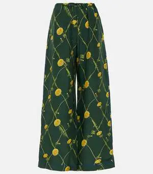 Burberry Floral Silk Pajama Pants - Green