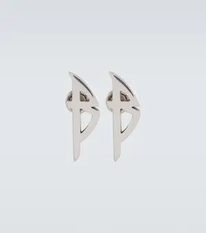 Balenciaga Typo Logo Earrings - Silver