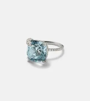 BUCHERER FINE JEWELLERY 18kt White Gold Aquamarine And Diamond Ring - Silver
