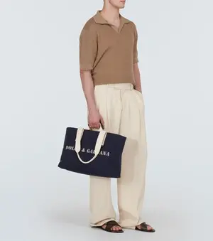 Dolce & Gabbana Logo Leather-trimmed Tote Bag