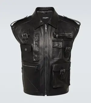 Dolce & Gabbana Leather Biker Jacket - Black