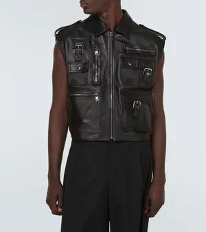 Dolce & Gabbana Leather Sleeveless Jacket