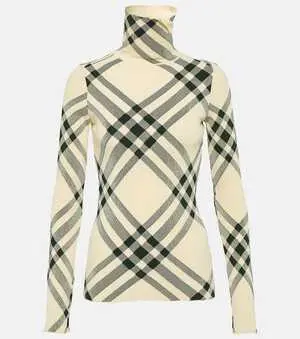 Burberry Check Turtleneck Sweater - White