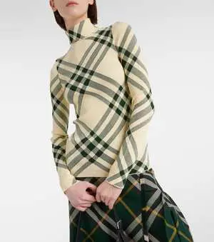 Burberry Check Turtleneck Sweater - White