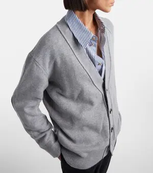 Bottega Veneta Leather-trimmed Cashmere-blend Cardigan - Grey