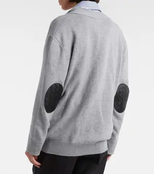 Bottega Veneta Leather-trimmed Cashmere-blend Cardigan - Grey