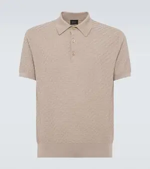 Brioni Cotton, Silk And Cashmere Polo Shirt - Beige