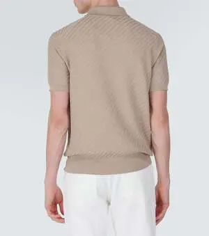Brioni Cotton, Silk And Cashmere Polo Shirt - Beige