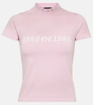 Balenciaga Cropped Cotton Jersey T-shirt - Multicoloured