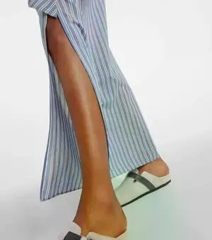 Brunello Cucinelli Striped Cotton And Silk Wrap Skirt - Blue