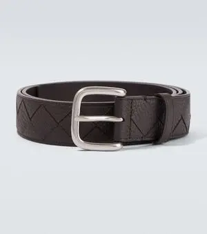Bottega Veneta Intrecciato Leather Belt - Brown