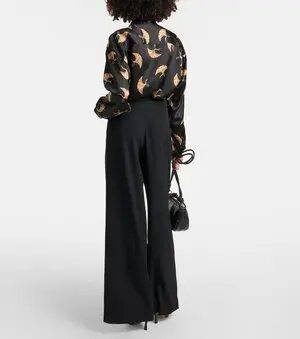 Dries Van Noten Pleated Wide-leg Wool-blend Trousers - Black