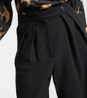 Dries Van Noten Pleated Wide-leg Wool-blend Trousers - Black