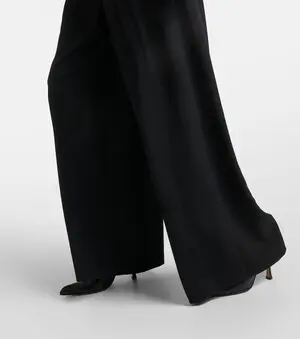 Dries Van Noten Pleated Wide-leg Wool-blend Trousers - Black