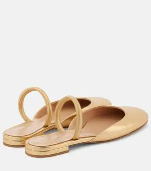 GIANVITO ROSSI Metallic Leather Ballerina Flats - Gold