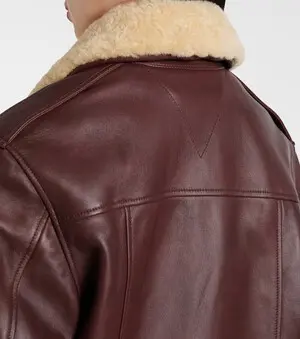 Bottega Veneta Shearling-trimmed Leather Jacket - Brown