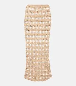 Anna Kosturova Rosette Crochet Maxi Skirt - Gold