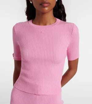 COURREGES Courrèges Ribbed-knit Cropped Top - Pink