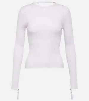 COURREGES Courrèges Logo Cutout Ribbed-knit Top